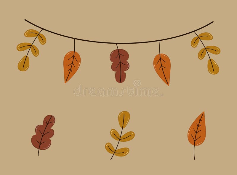 Set of Doodle Isolated Autumn Leaves. Collection of Hand Drawn Fallen ...