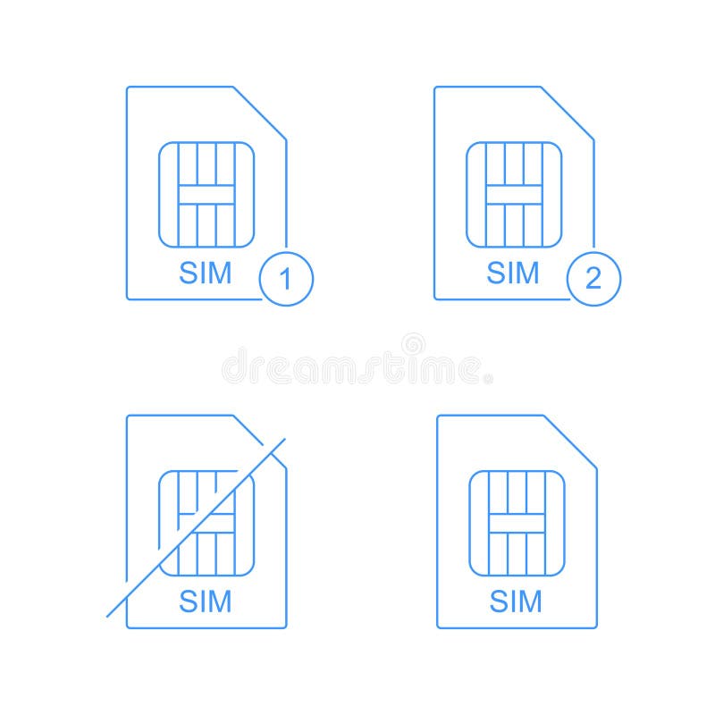 Outlined Vector Icon of SIM Card Notification Stock Vector ...