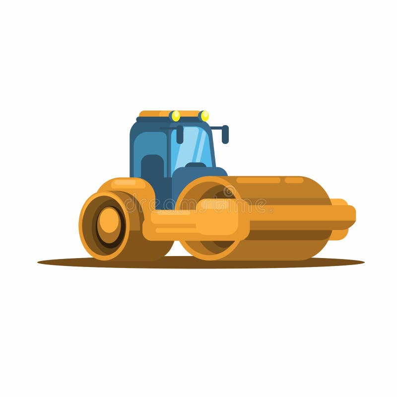 Tandem Roller Asphalt Compactor Industrial Vehicle Cartoon Illustration ...
