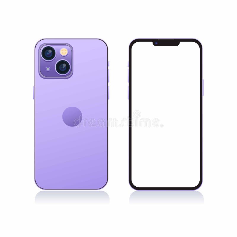 Illustration of New IPhone 14 in Purple Color Mockup Template Vector ...