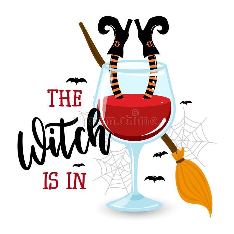 The Witch is in, Witch`s Brew - Halloween Quote on White Background ...