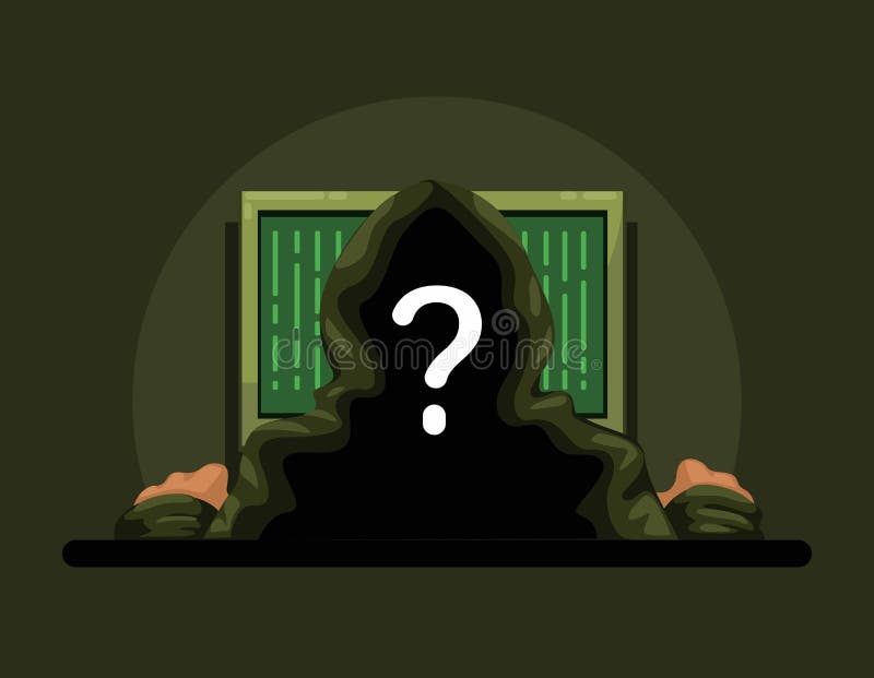 Person Wear Hoodie Using Computer from Back View. Mysterious Hacker ...