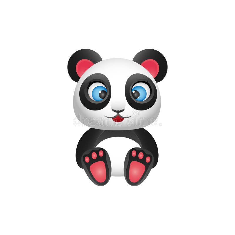 Web Cute Cartoon Panda. Hello ! Caring for Nature. Stock Image - Image ...