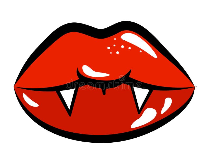 Happy Halloween Fang Lips in Red Color and with Vampire Teeth. Stock ...
