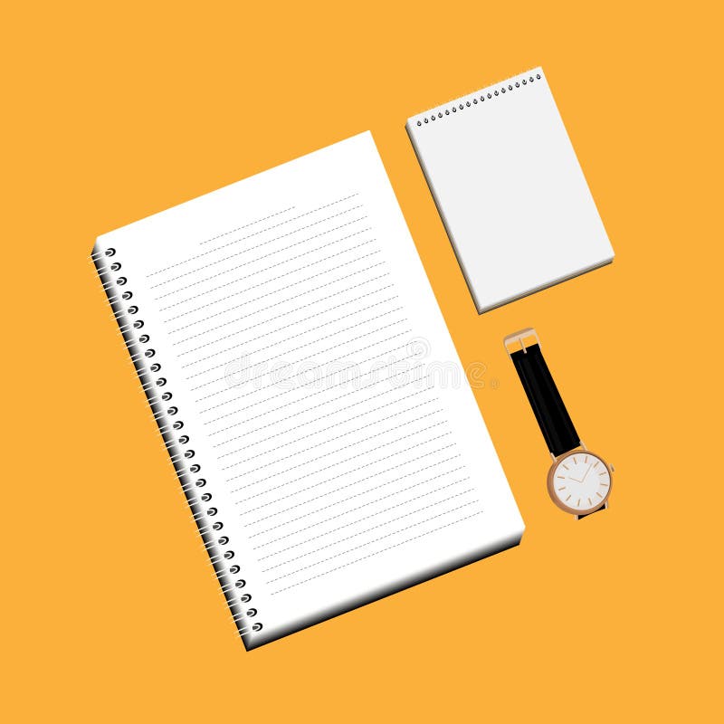 Wristwatch and Notebook on a Black Background in Blue and Yellow ...