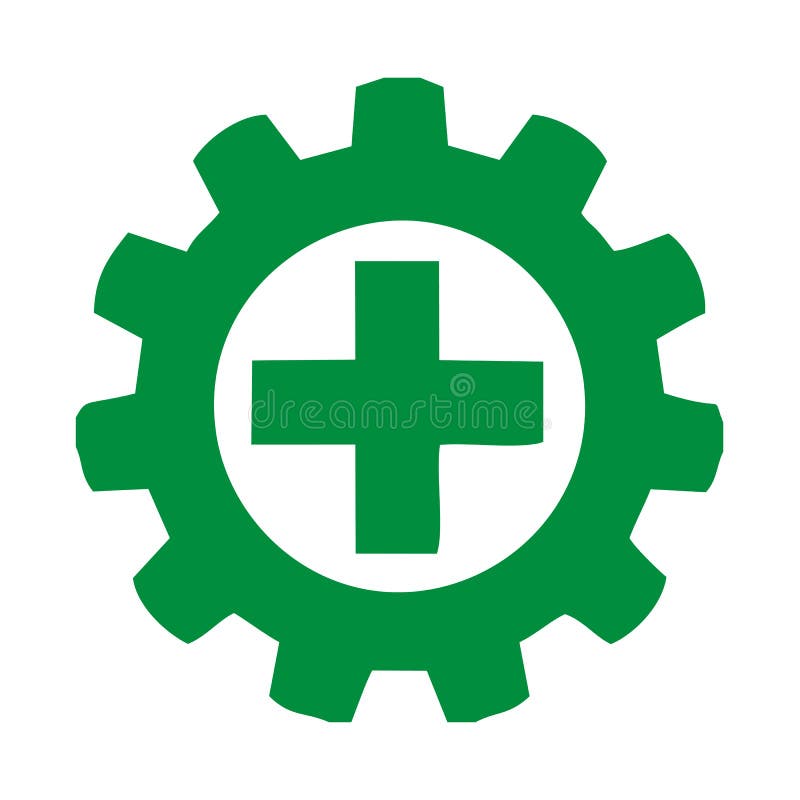 The Green Health Icon with a Gear Wheel Stock Illustration ...