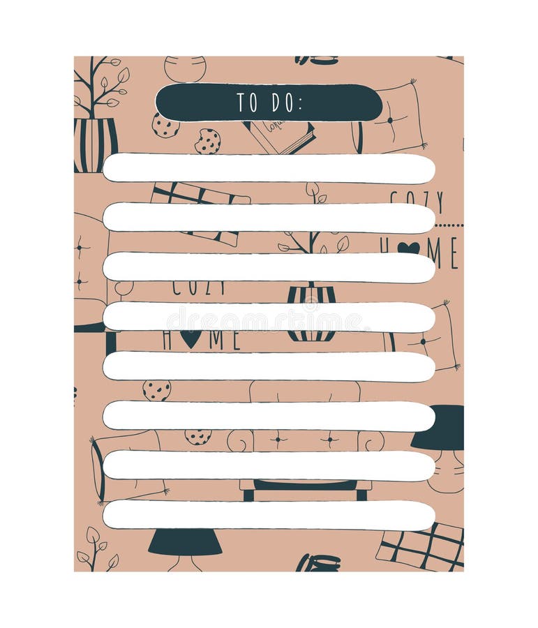 To Do List Template. daily Planner Note Paper. Decorated Cozy Home ...