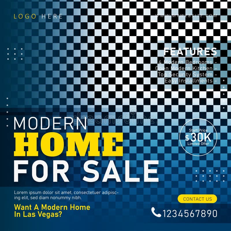 Modern Home Banner for Social Media Promotion Design Stock Vector ...