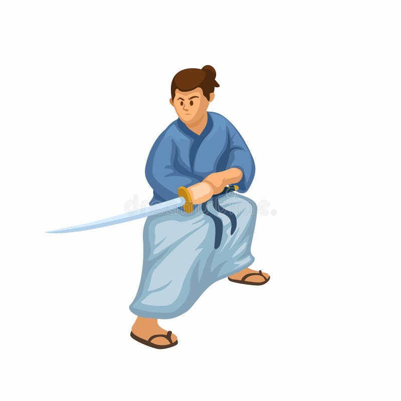 Samurai Action Pose Figure Cartoon Illustration Vector Stock Vector ...