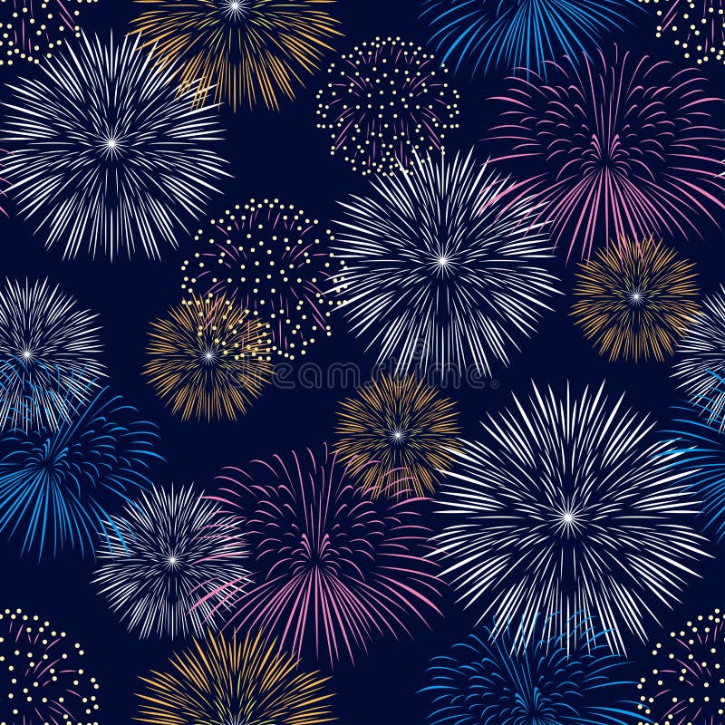 Bright Multicolored Fireworks Seamless Pattern. Abstract Background ...