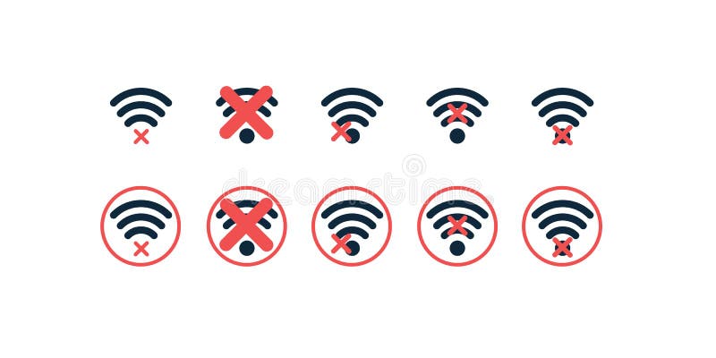 Disabled Wi-fi Icons, Beautiful Connected To Internet Signs and Symbols ...