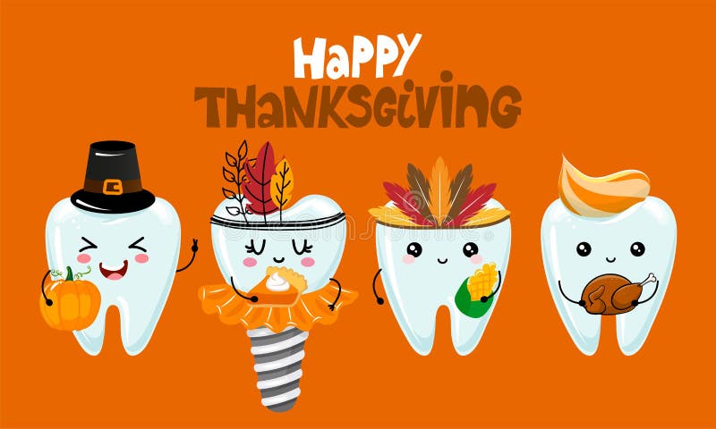 Happy Thanksgiving - Tooth Family Character Design in Kawaii Style ...