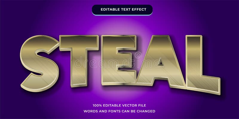 Steal Text Effect, Editable Text Modern Stock Vector - Illustration of ...