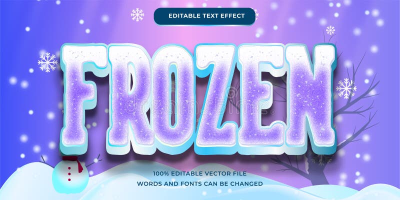 Frozen Text Effect, Editable Modern Font Style Stock Vector ...