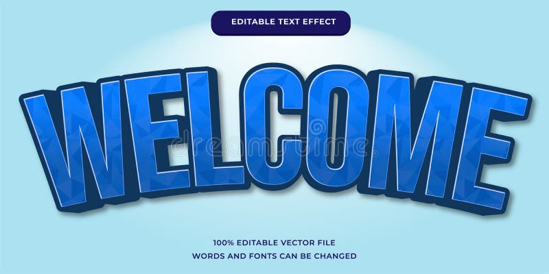 Welcome Blue Text Effect, Editable Modern Pattern Style Stock Vector ...
