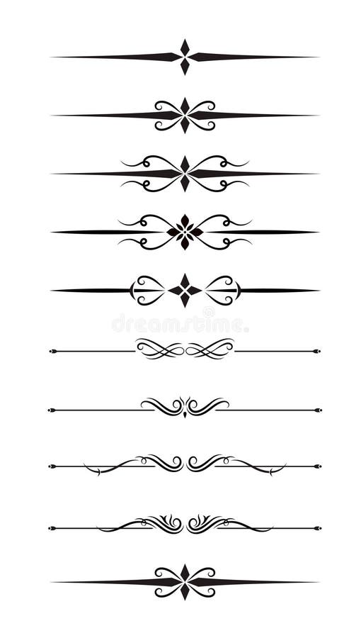 Calligraphic Design Elements, Dividers and Dashes Stock Vector ...