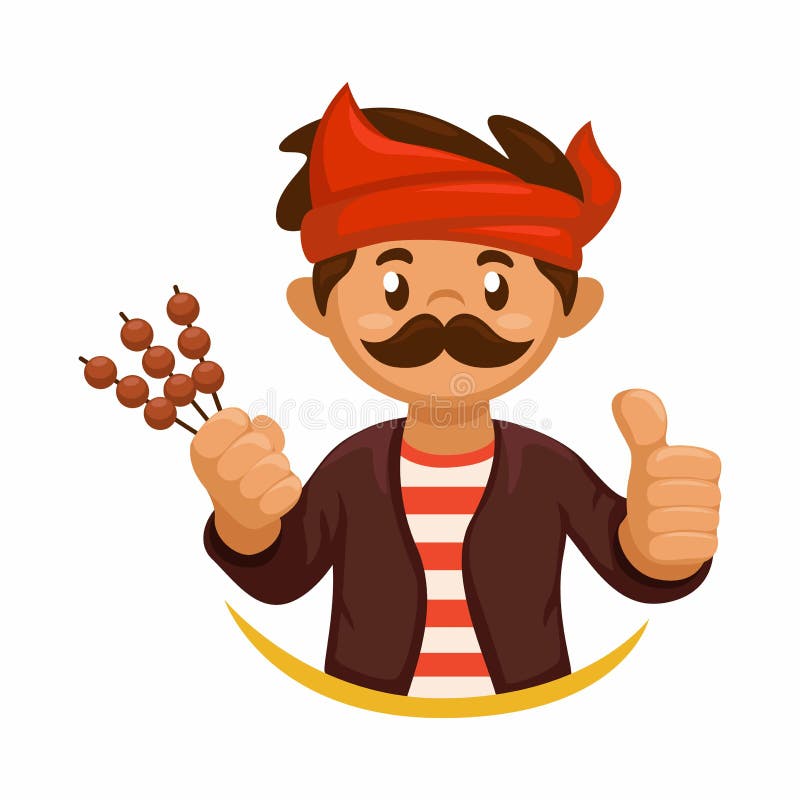 Man Selling Sate Madura in Traditional Clothing Indonesia Mascot ...