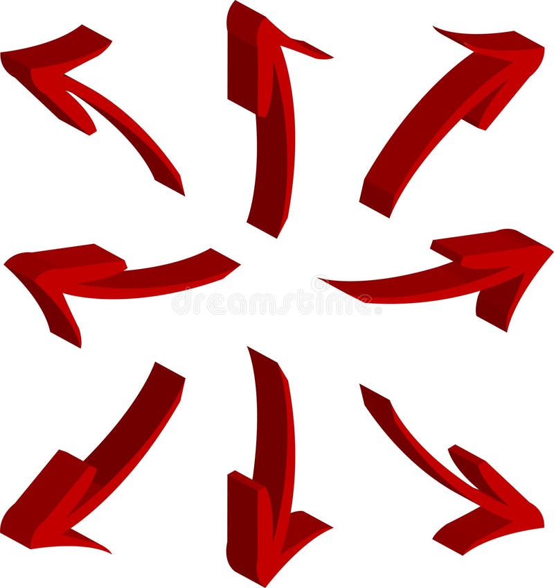 Set of 3d Arrows 9 Direction Stock Vector - Illustration of financial ...