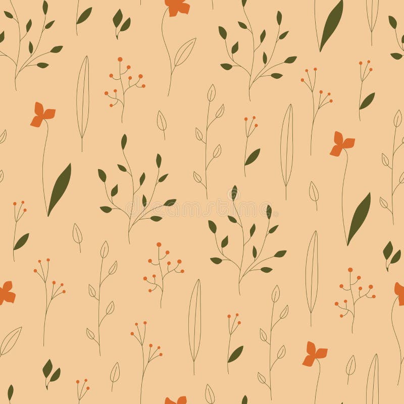 Botanical Surface Seamless Cute Pattern with Flowers and Leaves Stock ...