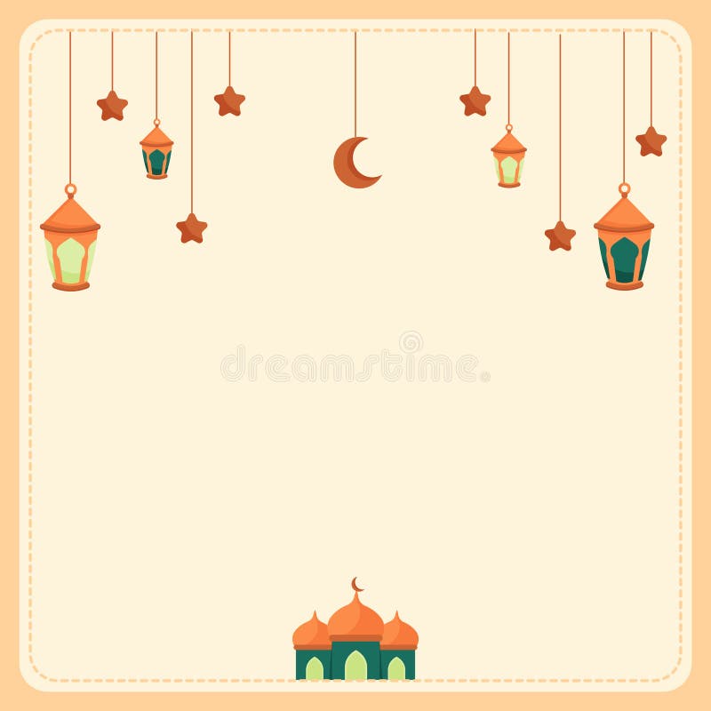 Cute Ramadan Kareem Greeting Flat Illustration Stock Vector ...