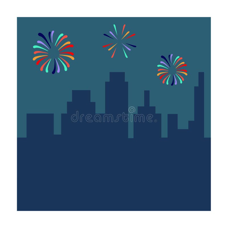Fireworks Exploding Over the Building. Stock Illustration ...