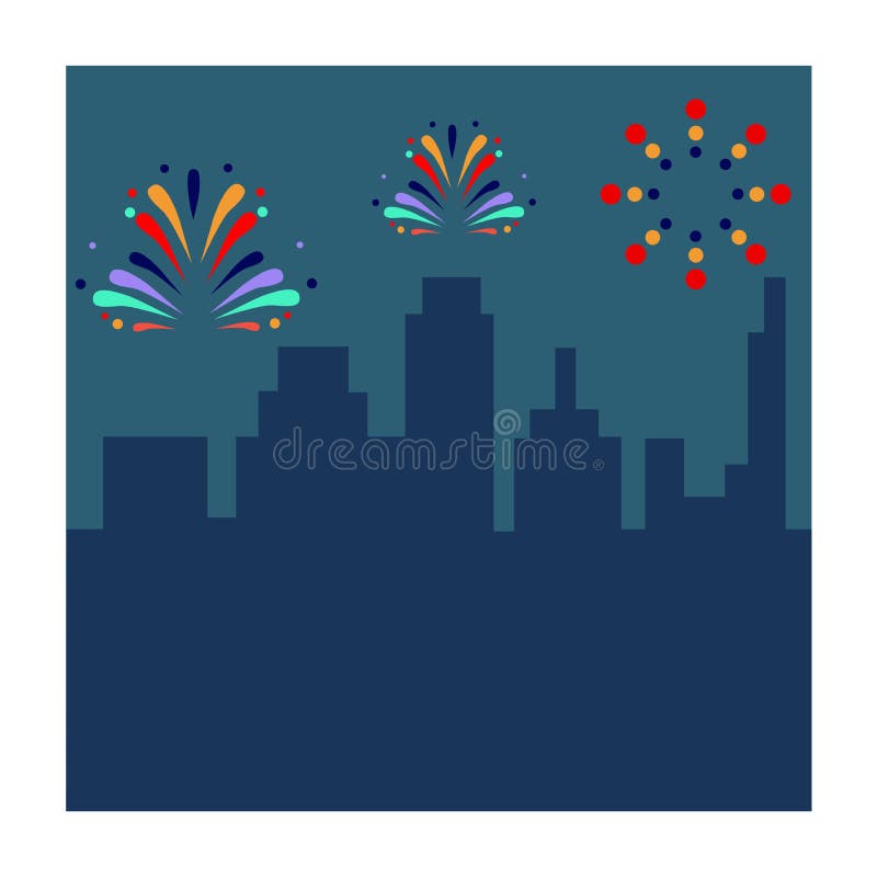 Fireworks Exploding Over the Building. Stock Illustration ...