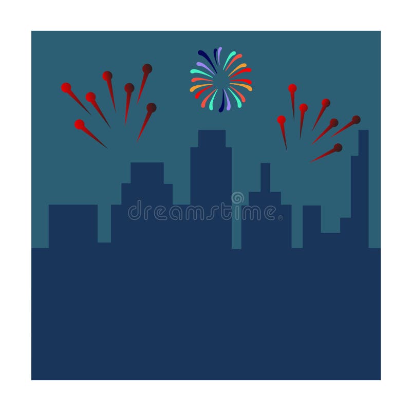 Fireworks Exploding Over the Building. Stock Illustration ...