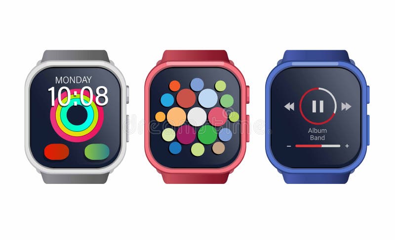 Smartwatch with Ui Icon Set Illustration Vector Stock Vector ...