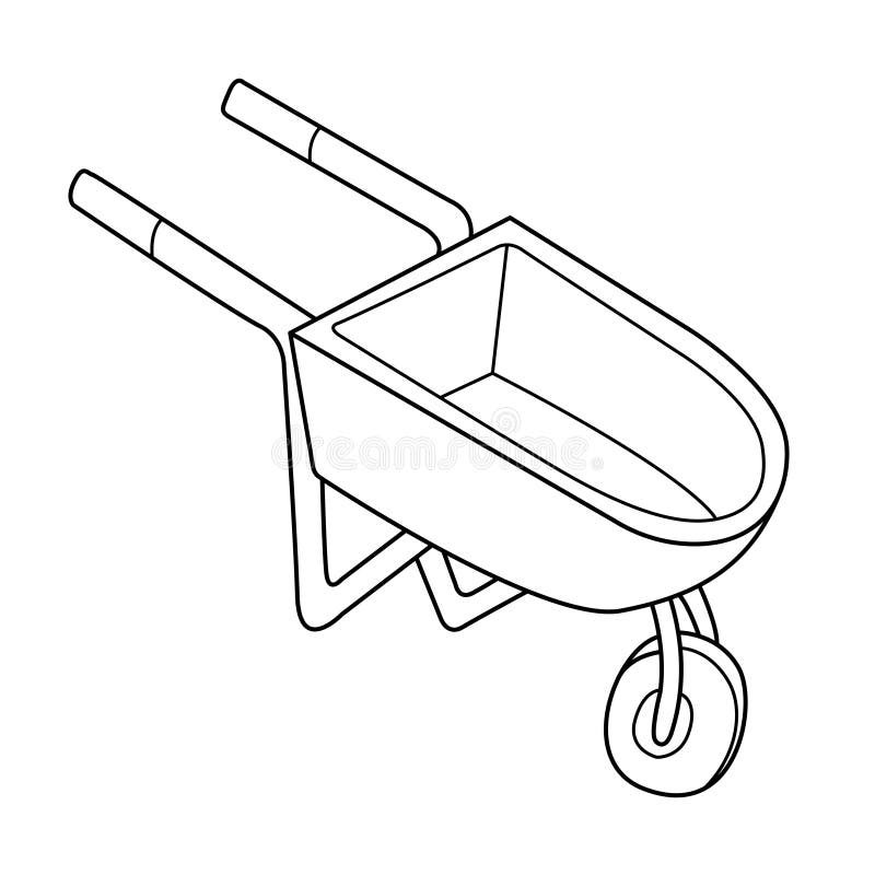 Wheelbarrow Outline Vector on White Background Stock Vector ...