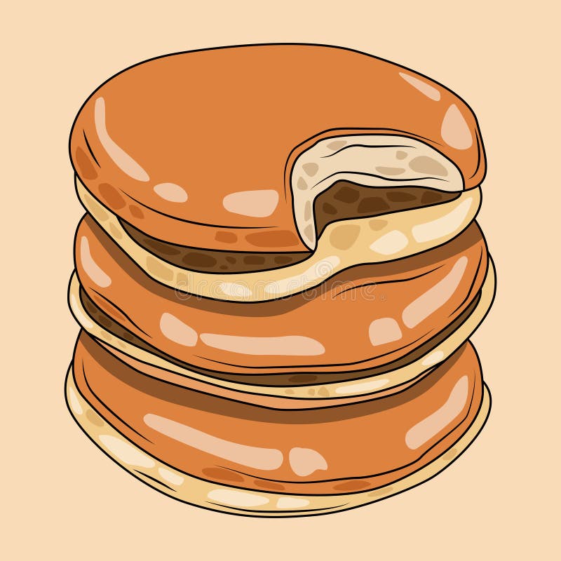 Dorayaki Cartoon Vector Illustration Stack of Three Stock Vector ...