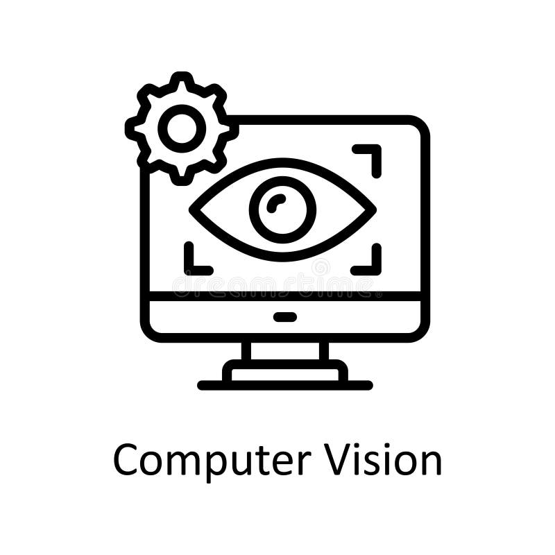 Computer Vision Vector Outline Icon Design Illustration. Artificial ...