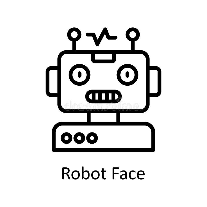 Robot Face Vector Outline Icon Design Illustration. Artificial ...