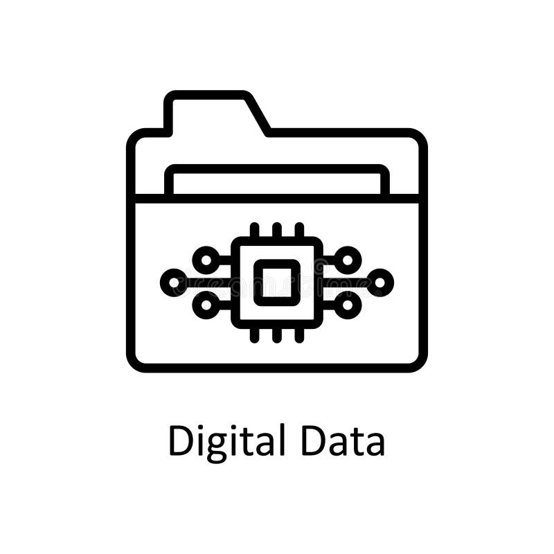 Digital Data Vector Outline Icon Design Illustration. Artificial ...