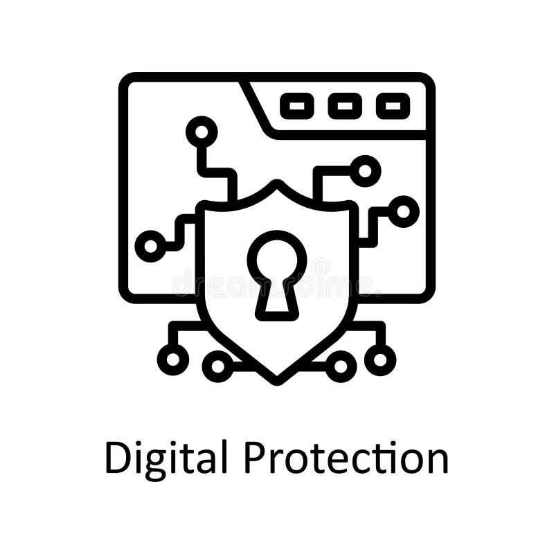 Digital Protection Vector Outline Icon Design Illustration. Artificial ...