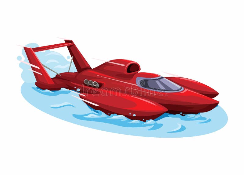 Hydroplane Boat Racing Red Cartoon Illustration Vector Stock Vector ...