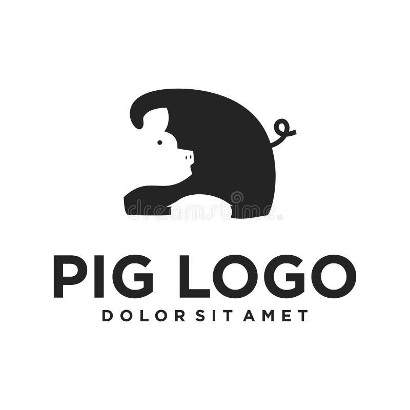 Pig Looking Back Logo Design Silhouette Art & Illustration Stock ...