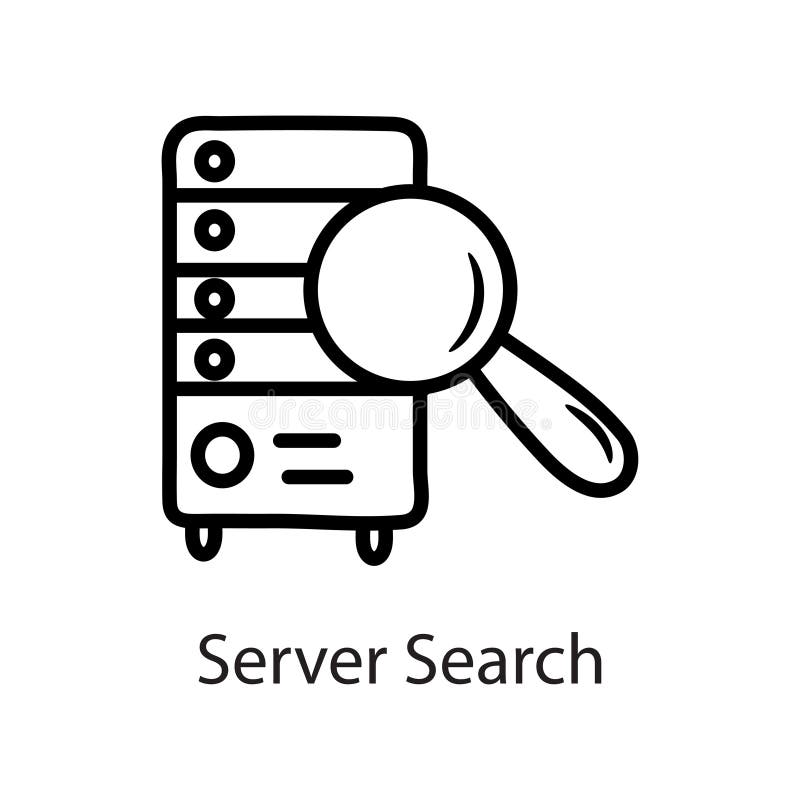 Server Search Outline Icon Design Illustration. Data Symbol on White ...