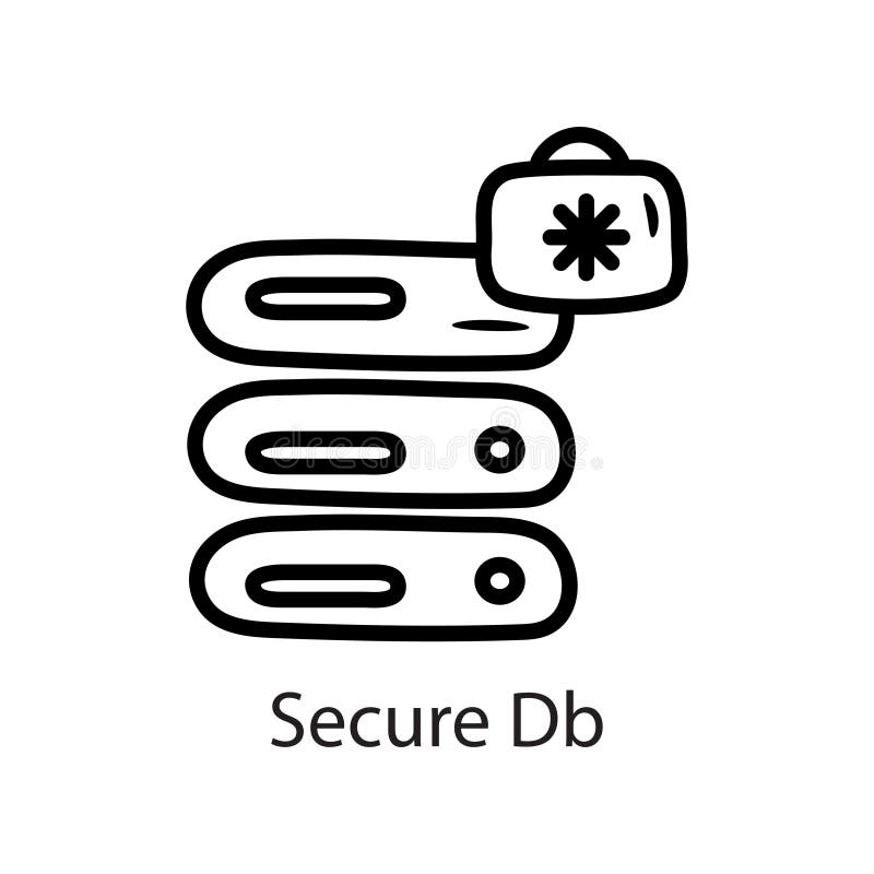 Secure Db Outline Icon Design Illustration. Data Symbol on White ...