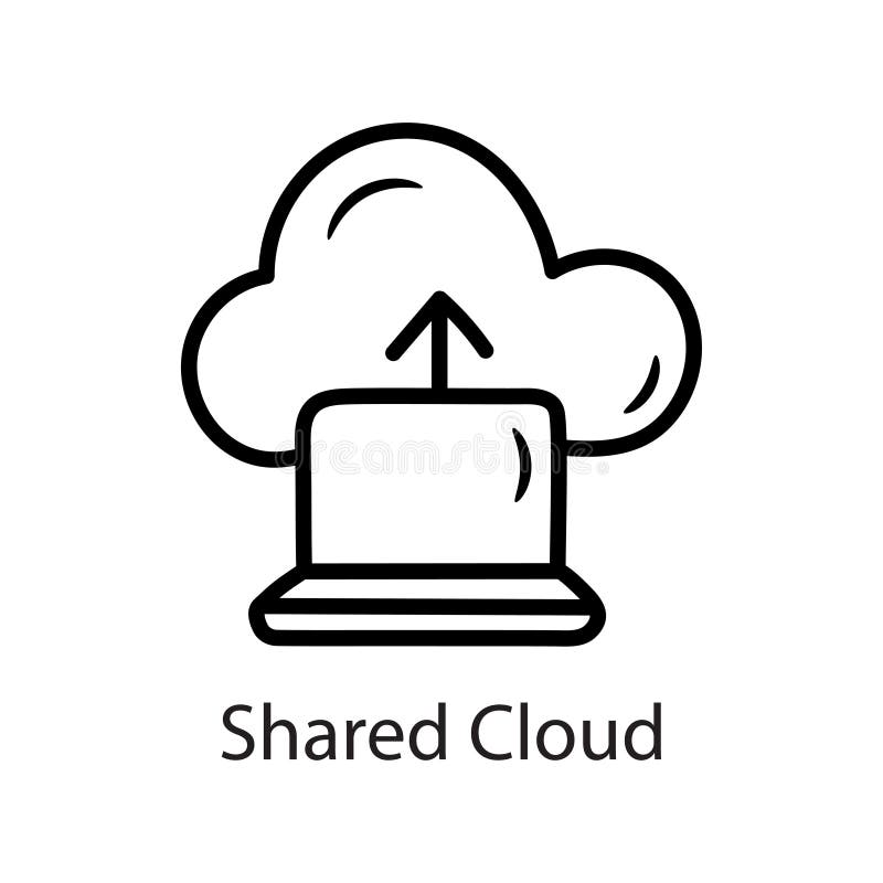 Shared Cloud Outline Icon Design Illustration. Data Symbol on White ...