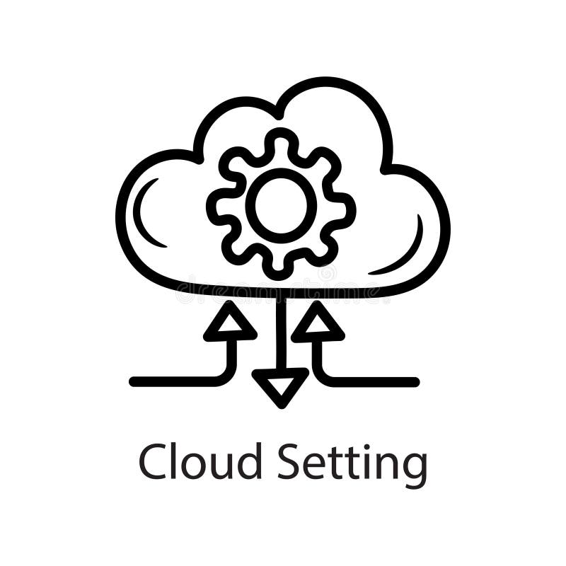 Cloud Setting Outline Icon Design Illustration. Data Symbol on White Background EPS 10 File ...