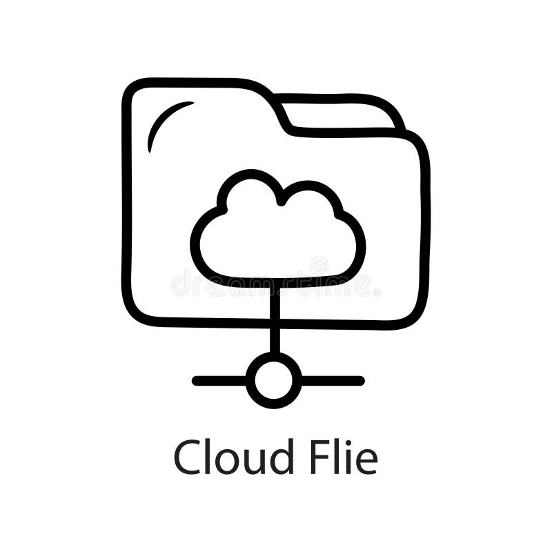 Cloud File Outline Icon Design Illustration. Data Symbol on White ...