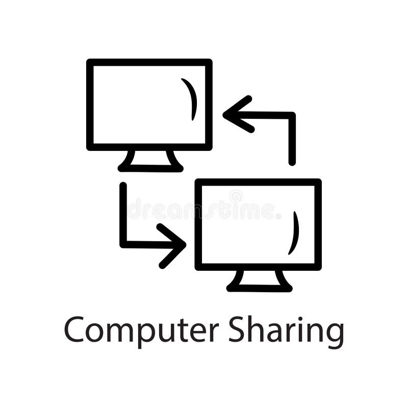 Computer Sharing Outline Icon Design Illustration. Data Symbol on White ...