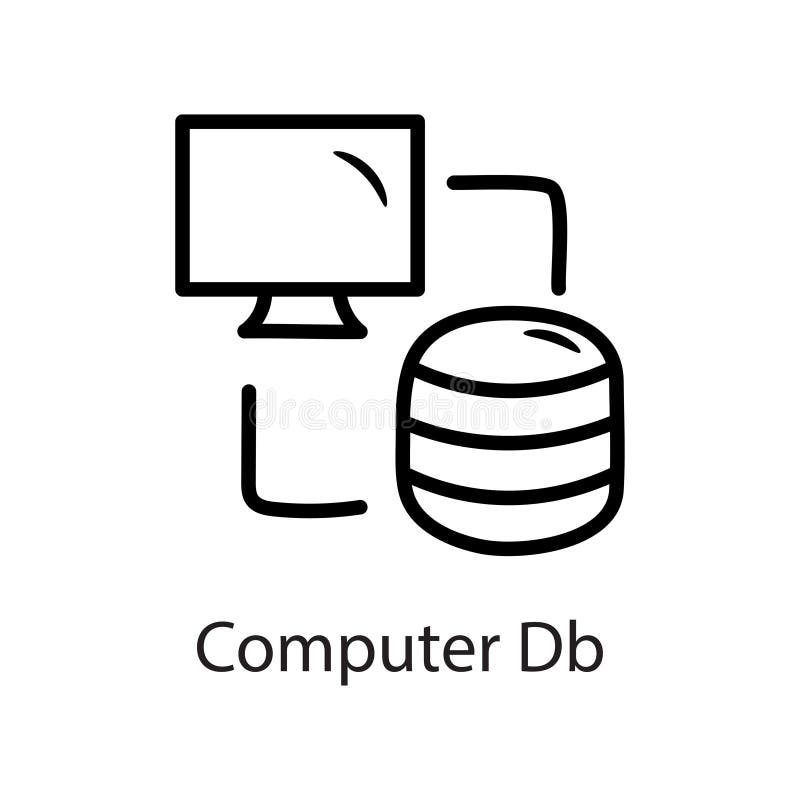 Computer Db Outline Icon Design Illustration. Data Symbol on White ...