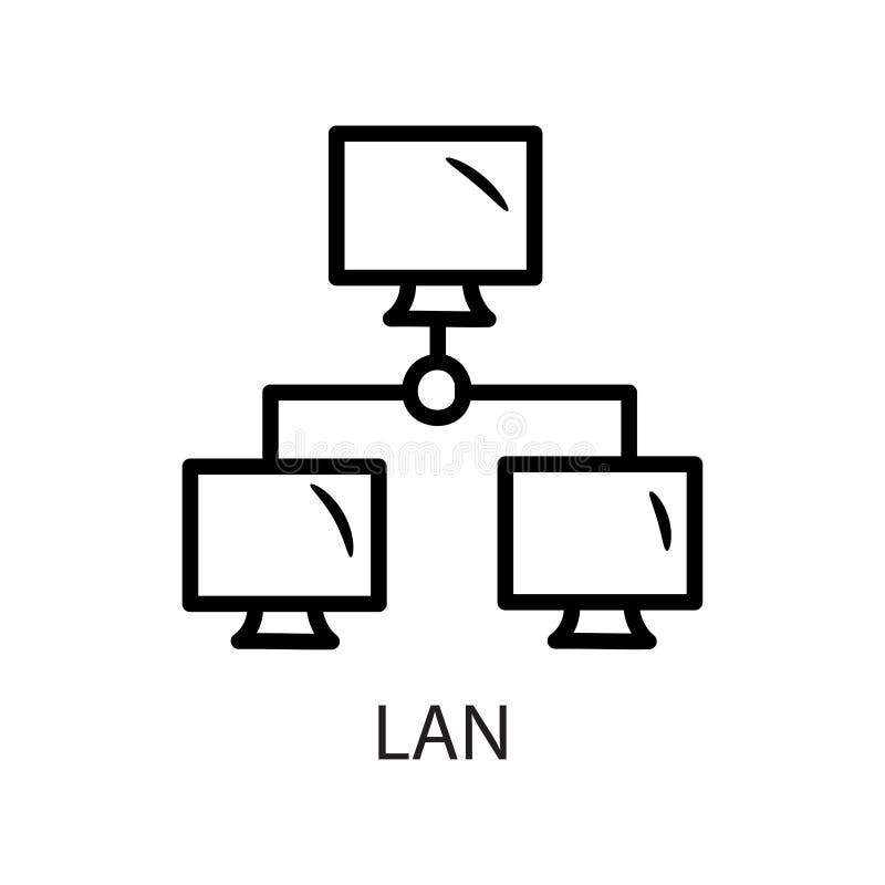 LAN Outline Icon Design Illustration. Data Symbol on White Background ...