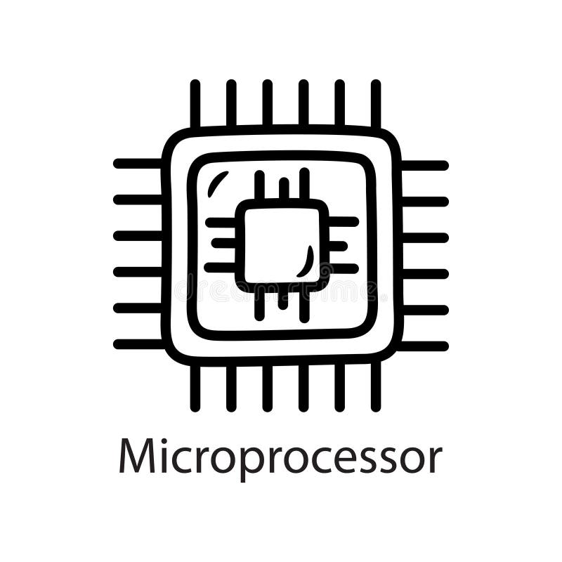 Microprocessor Outline Icon Design Illustration. Data Symbol on White ...