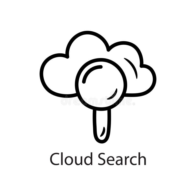 Cloud Search Outline Icon Design Illustration. Data Symbol on White ...