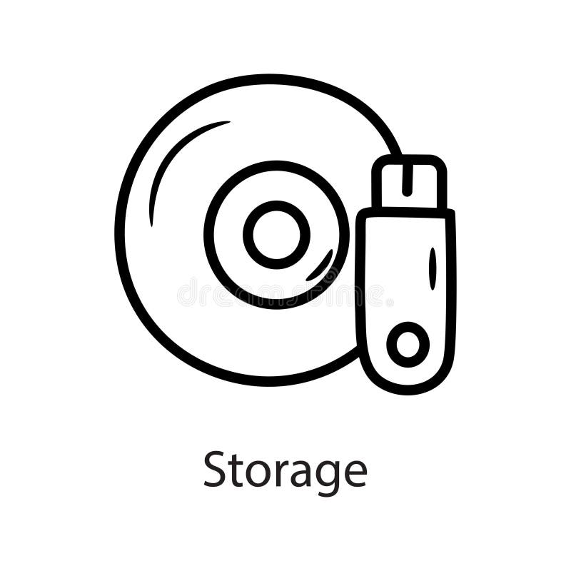 Storage Outline Icon Design Illustration. Data Symbol on White ...