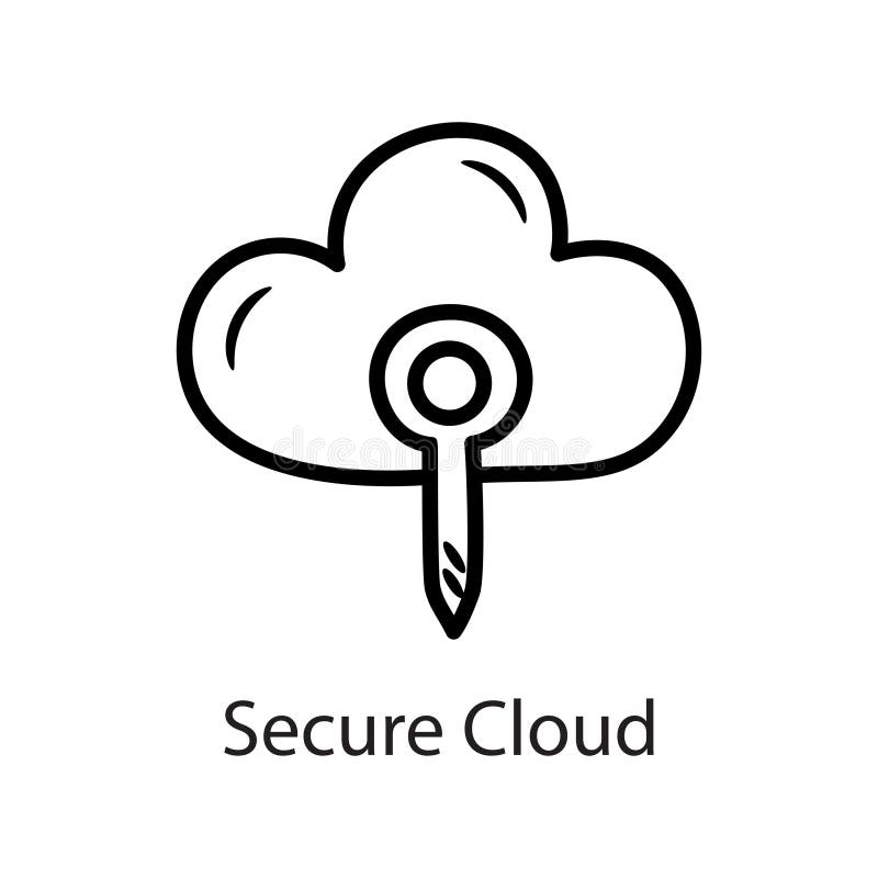 Secure Cloud Outline Icon Design Illustration. Data Symbol on White Background EPS 10 File Stock ...