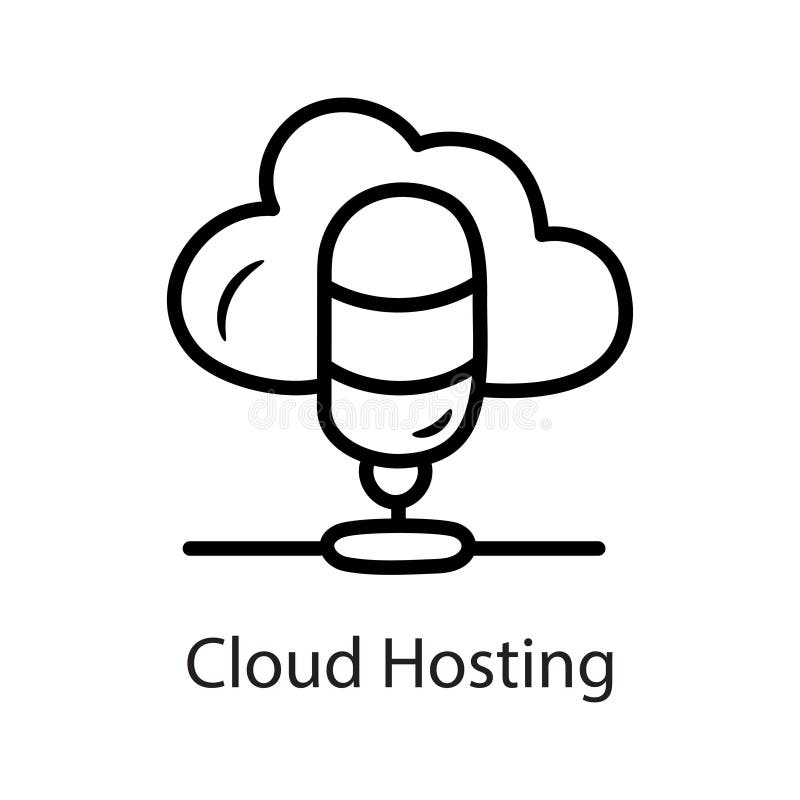 Cloud Hosting Outline Icon Design Illustration. Data Symbol on White ...