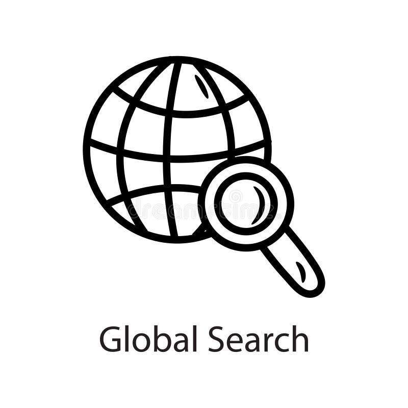Global Search Outline Icon Design Illustration. Data Symbol on White ...